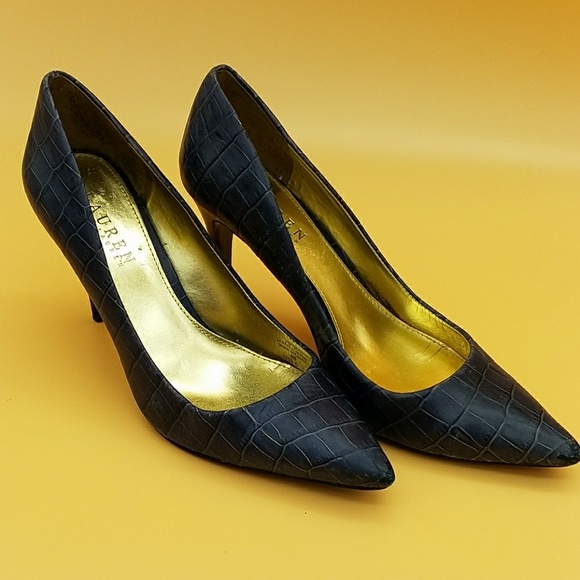 Lauren Ralph Lauren | Shoes | Lauren Ralph Lauren Blue Leather Heels ...